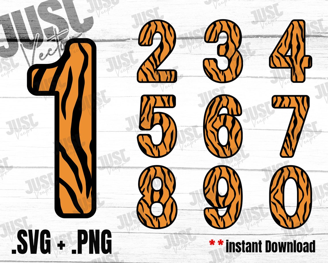 Tiger Number svg Tiger texture Number 0-9 svg Number svg | Etsy