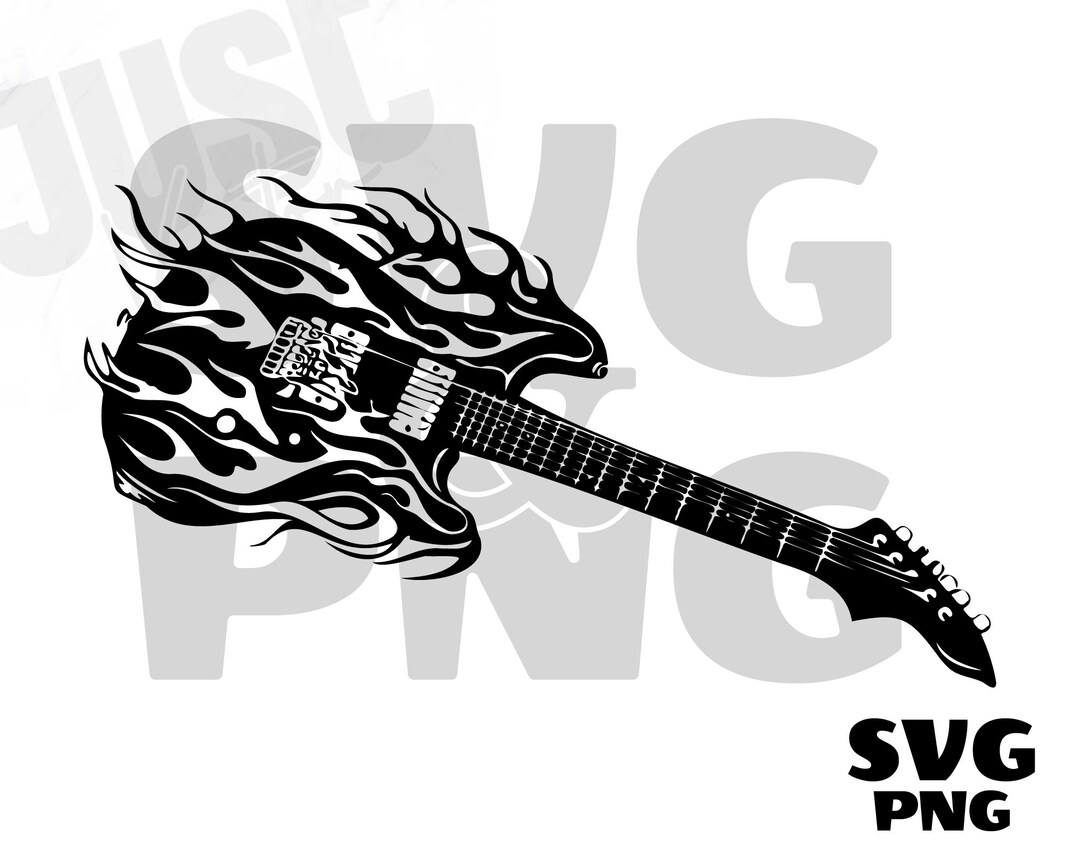 Flaming Guitar SVG, Guitar SVG, Guitar Clipart, Guitar for Cricut, Rock ...