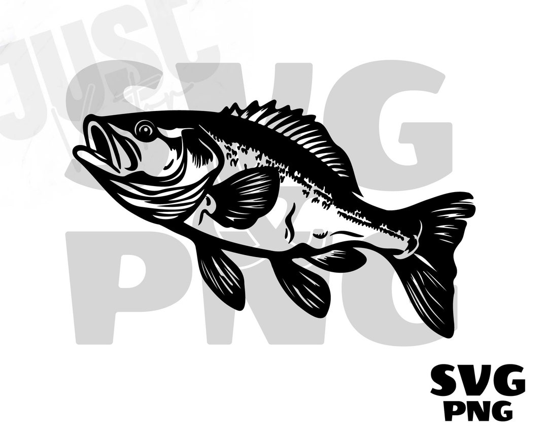 Bass Fish Svg, Fishing Design, Fisherman Svg, Bass SVG, Largemouth Bass ...