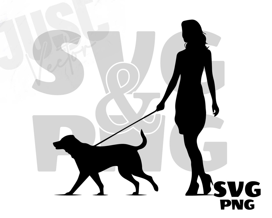 Girl Walking the Dog, Dog Walking Svg, Dog Walking Silhouette, Dog ...