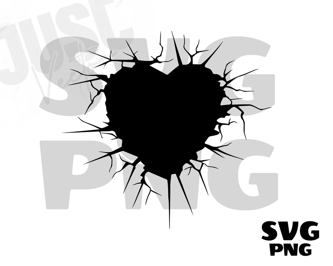 Heart Shaped Svg, Broken Into Heart Shape Svg, Heart Shaped Hole in a ...