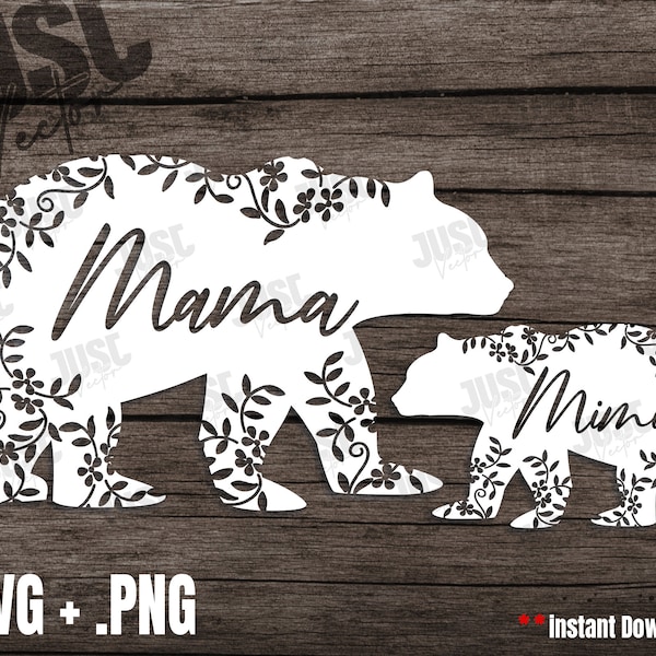 Mama Bear Floral Svg - Etsy