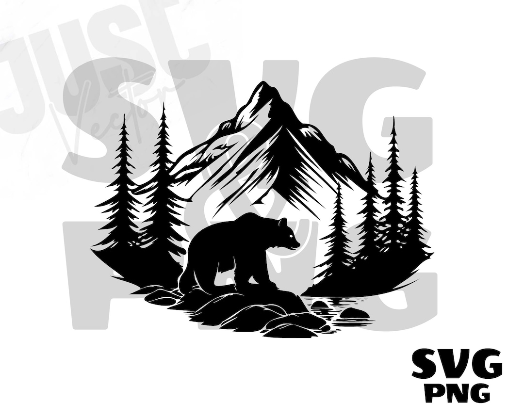 Mountain SVG, Bear Svg, Mountain Forest Svg, Forest Svg Cricut, Bear in ...