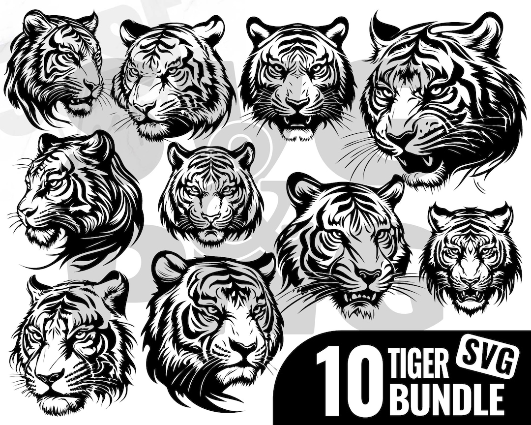 10 Design Tiger Bundle Svg, Tiger Svg, Tiger PNG, Lovely Tiger SVG ...