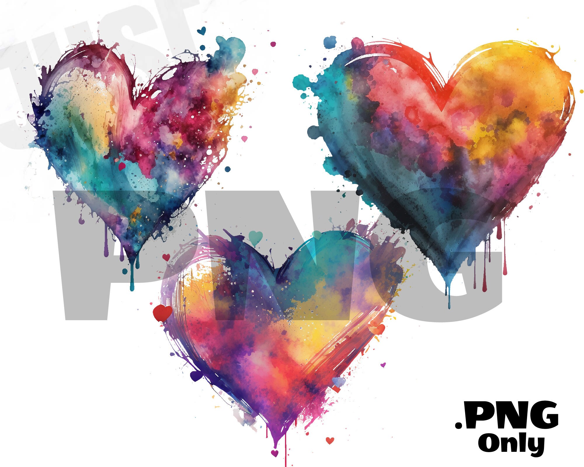 20 Watercolor Hearts Png Watercolor Clipart Watercolor - Etsy