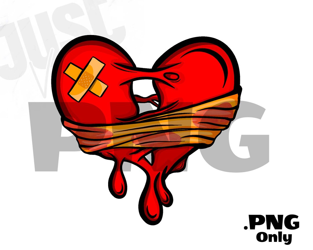Broken Heart Bandage PNG, Drip Blood, Unrequited Love, Heart is Torn ...