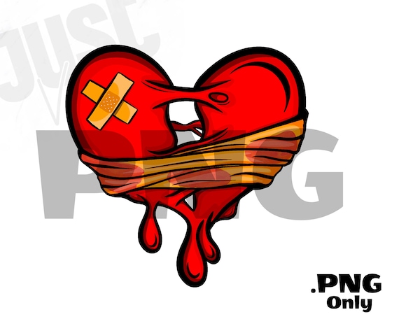Broken Heart Bandage PNG Drip Blood Unrequited Love Heart | Etsy