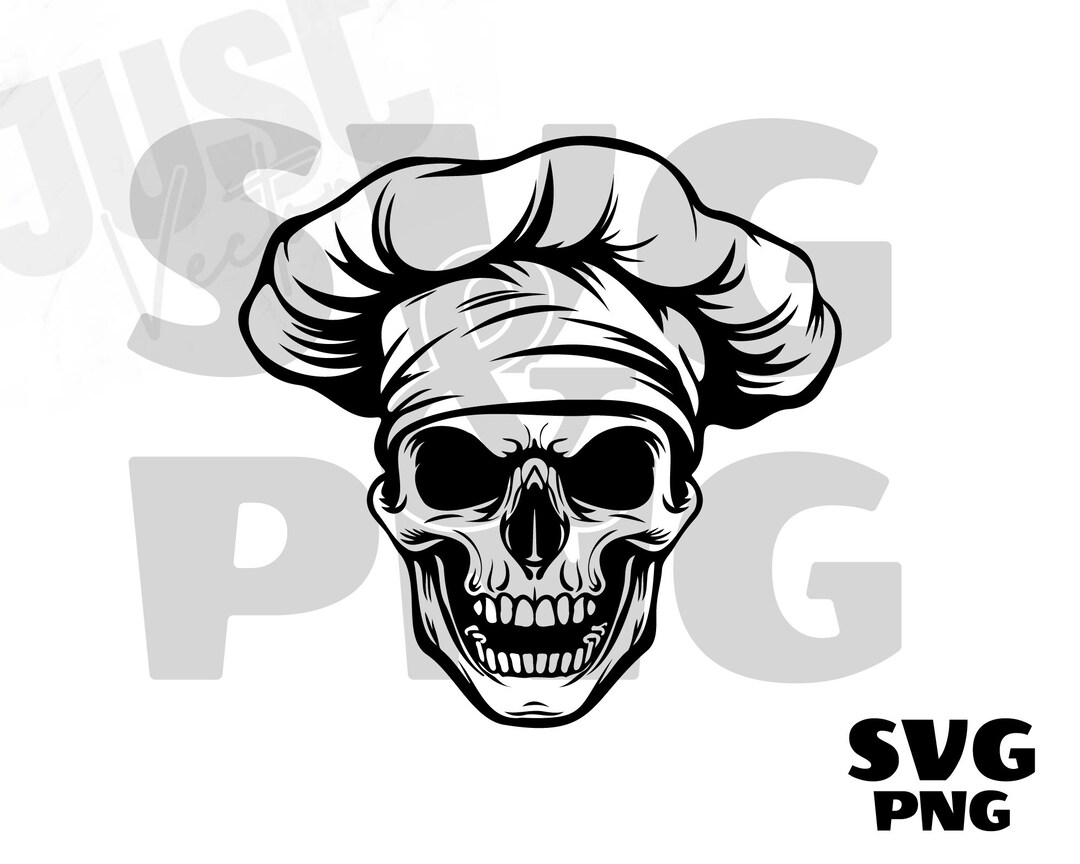 Skull in Chefs Hat Svg, Skull Chef Svg, Skeleton Head Svg, Evil Cook ...