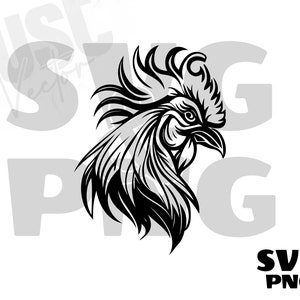 Rooster Svg, Cock Head Svg, Rooster Clipart, Rooster Png, Farm Animal ...