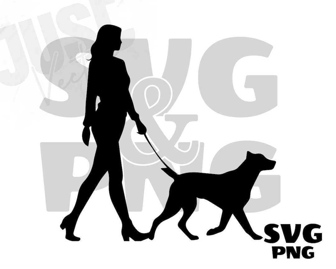 Girl Walking the Dog, Dog Walking Svg, Dog Walking Silhouette, Dog ...
