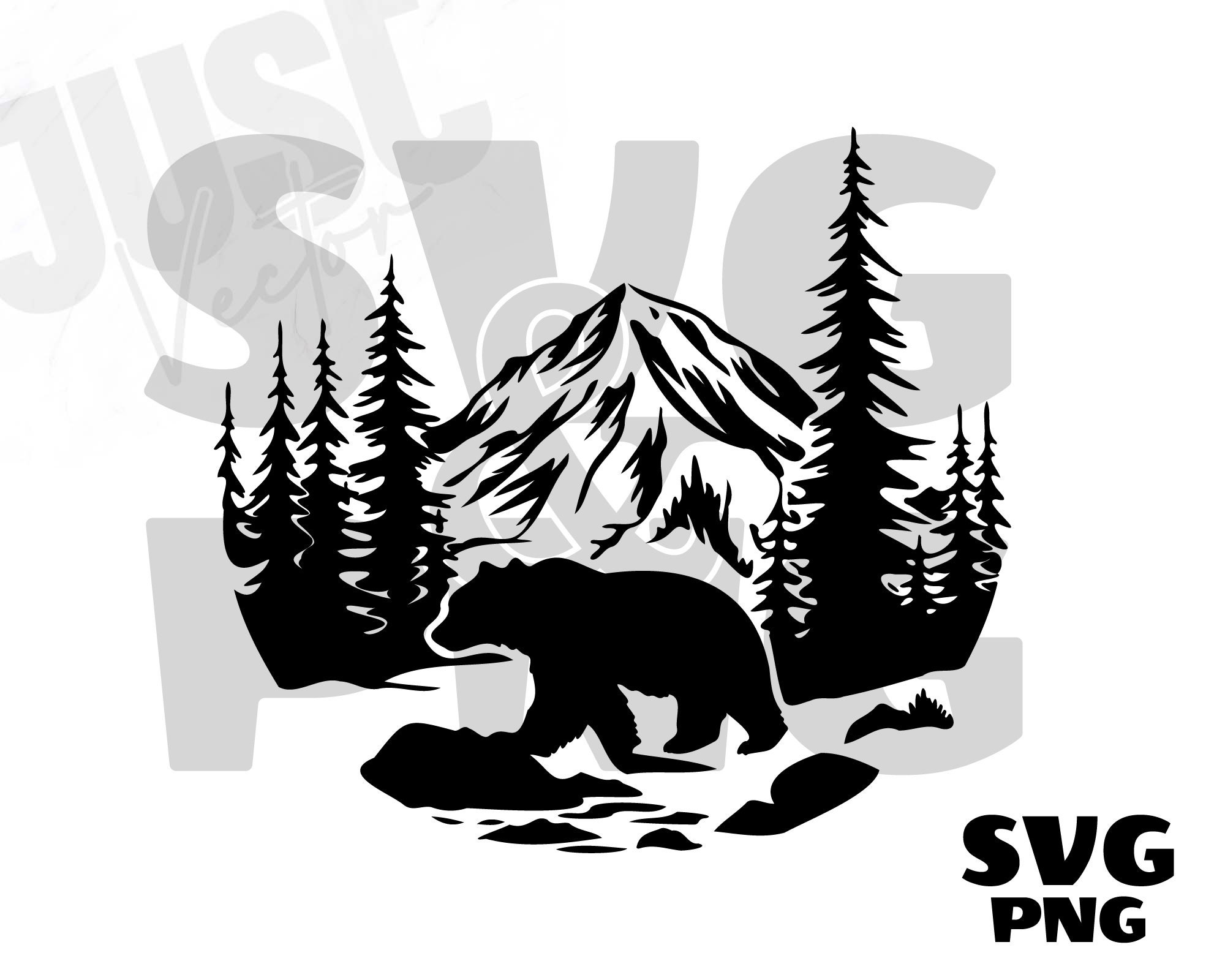 Berg SVG, Bären-Svg, Bergwald-Svg, Wald-Svg-Cricut, Bär im Wald, Bären ...