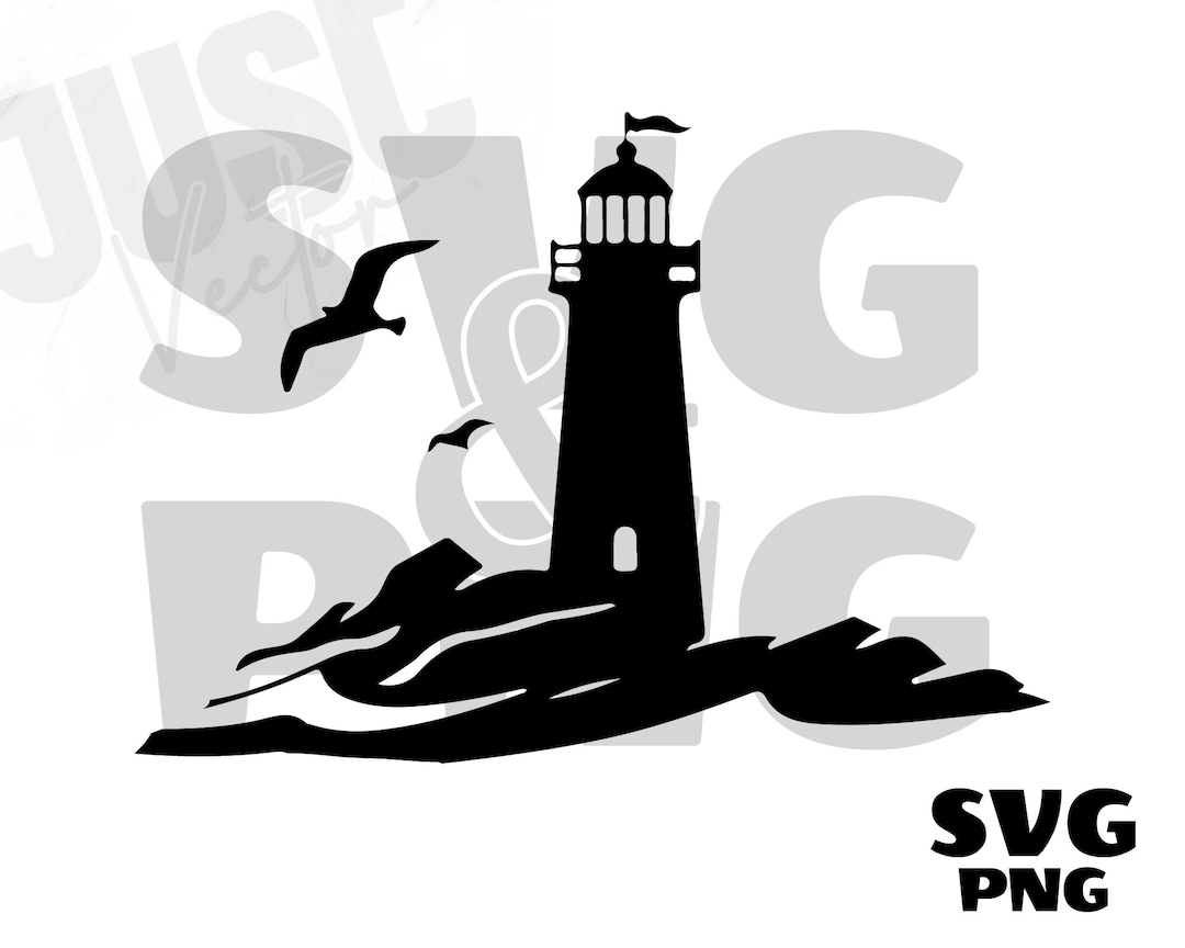 Lighthouse SVG, Lighthouse Silhouette SVG, Ocean SVG, Sea Svg, Island ...