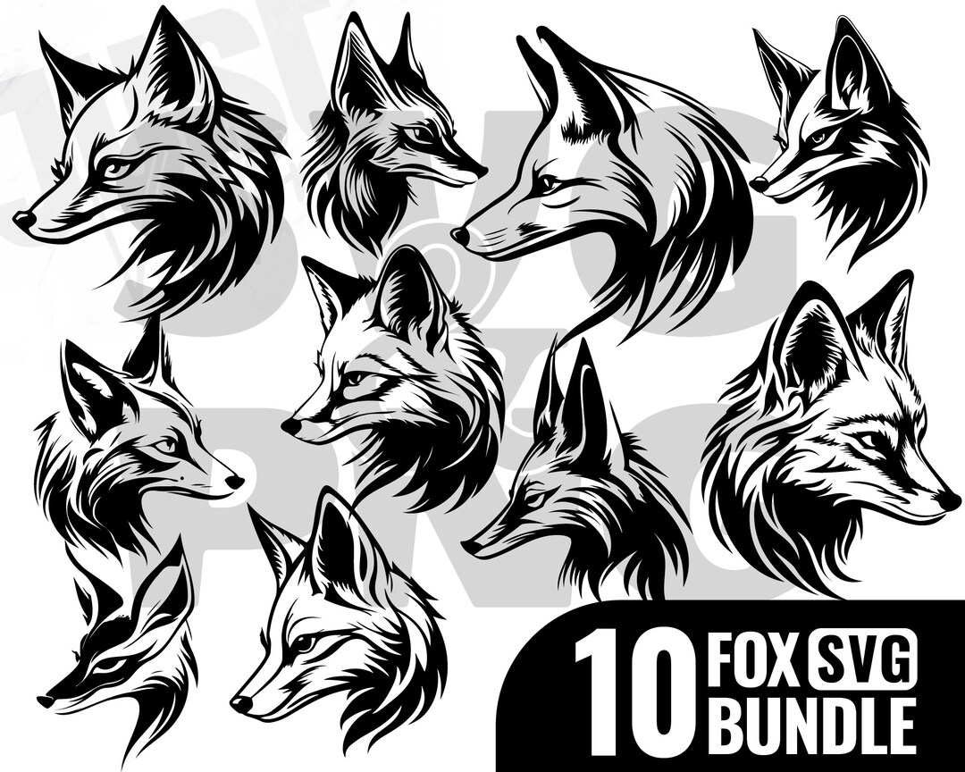 10 Design Fox Bundle Svg, Fox Svg, Fox PNG, Lovely Fox SVG, Animal Face ...