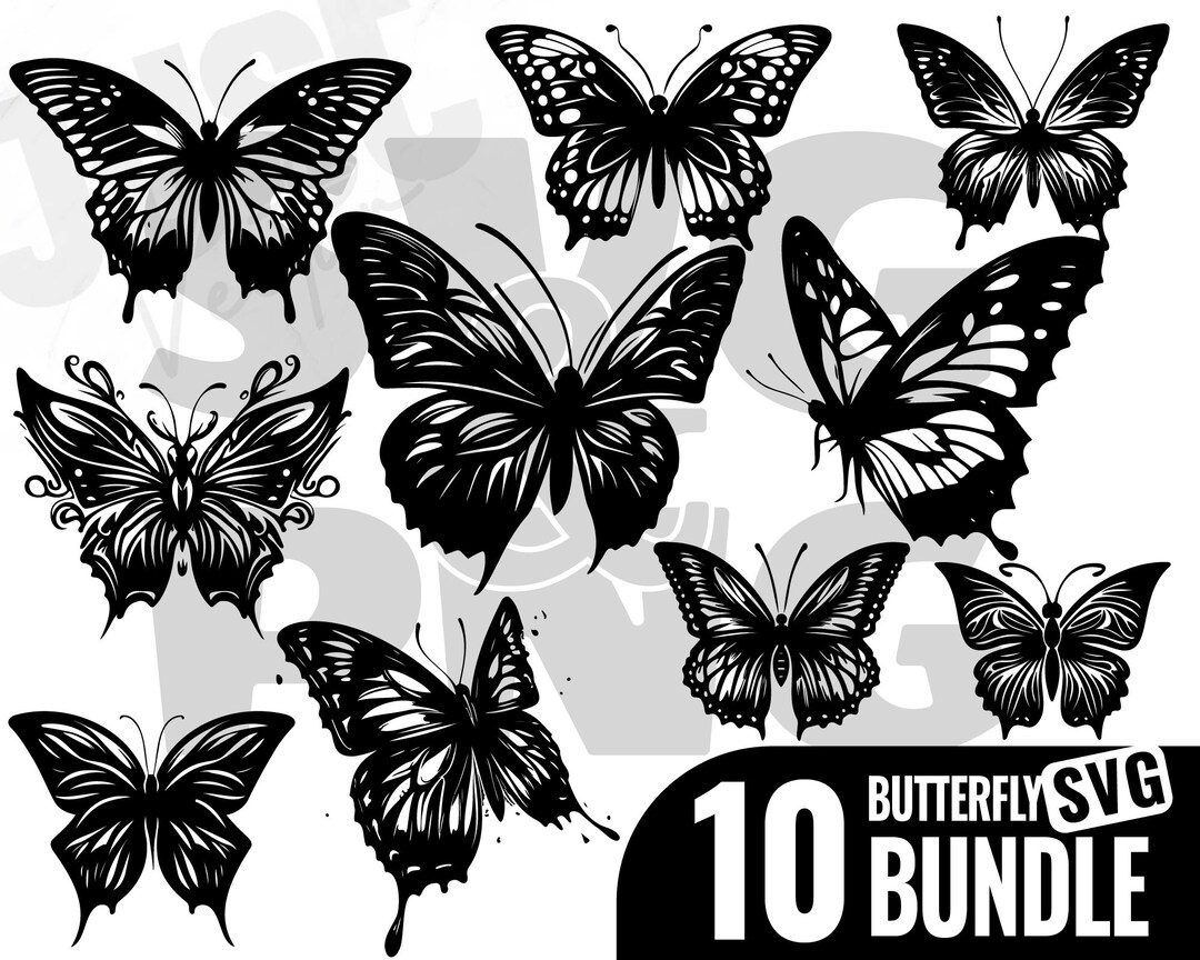 10 Design Butterfly Bundle Svg, Butterfly Svg, Butterfly PNG, Lovely ...