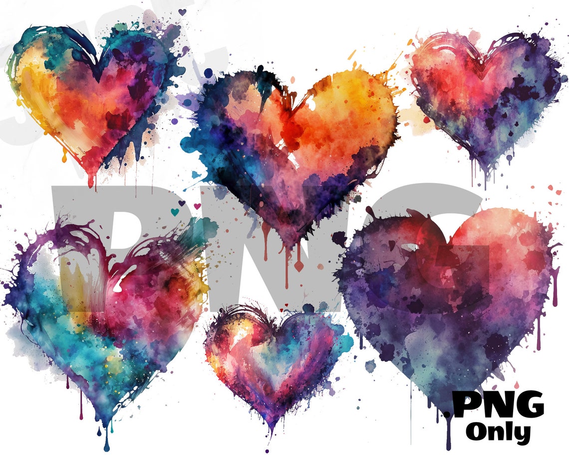 20 Watercolor Hearts Png Watercolor Clipart Watercolor - Etsy