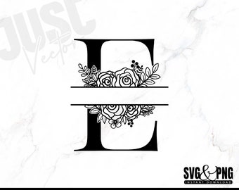E Monogram Split Svg - Etsy
