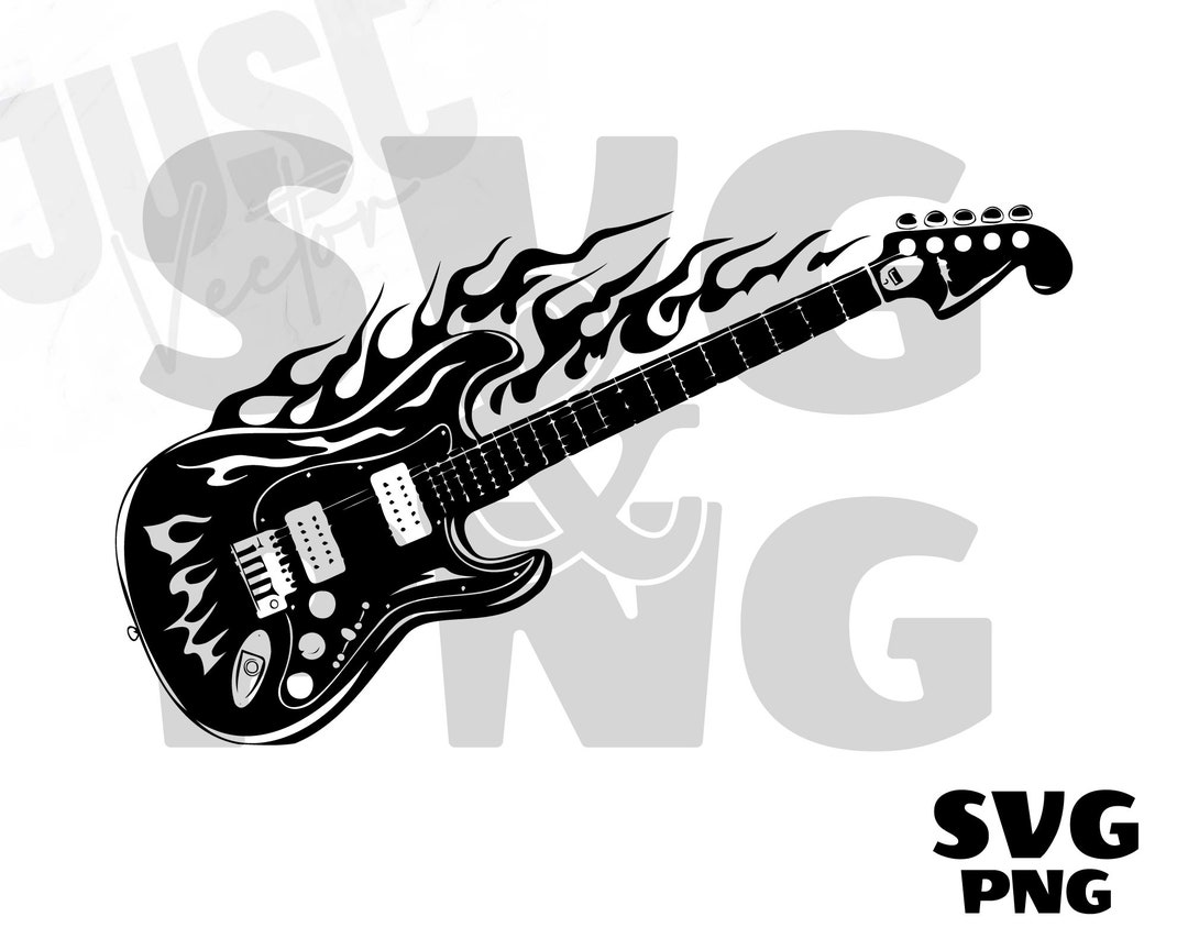 Flaming Guitar SVG, Guitar SVG, Guitar Clipart, Guitar for Cricut, Rock ...