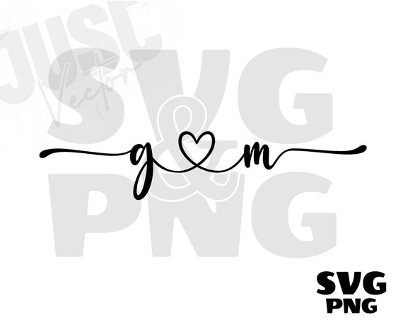 Gm Mg Letters With Heart Monogram Svg Couples Initials - Etsy