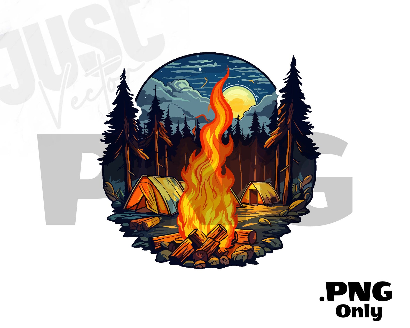 Campfire PNG Bundle, Campfire Sticker PNG, Bonfire Clipart, Campfire ...