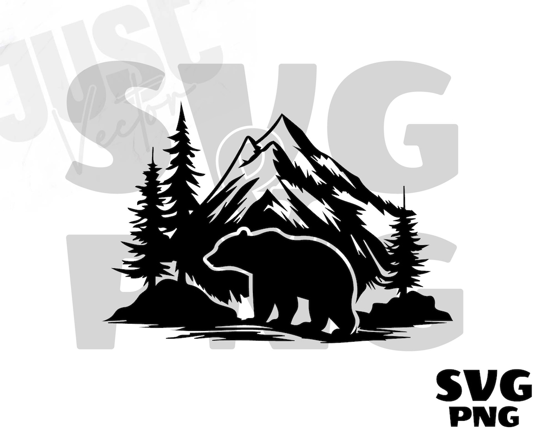Mountain SVG, Bear Svg, Mountain Forest Svg, Forest Svg Cricut, Bear in ...