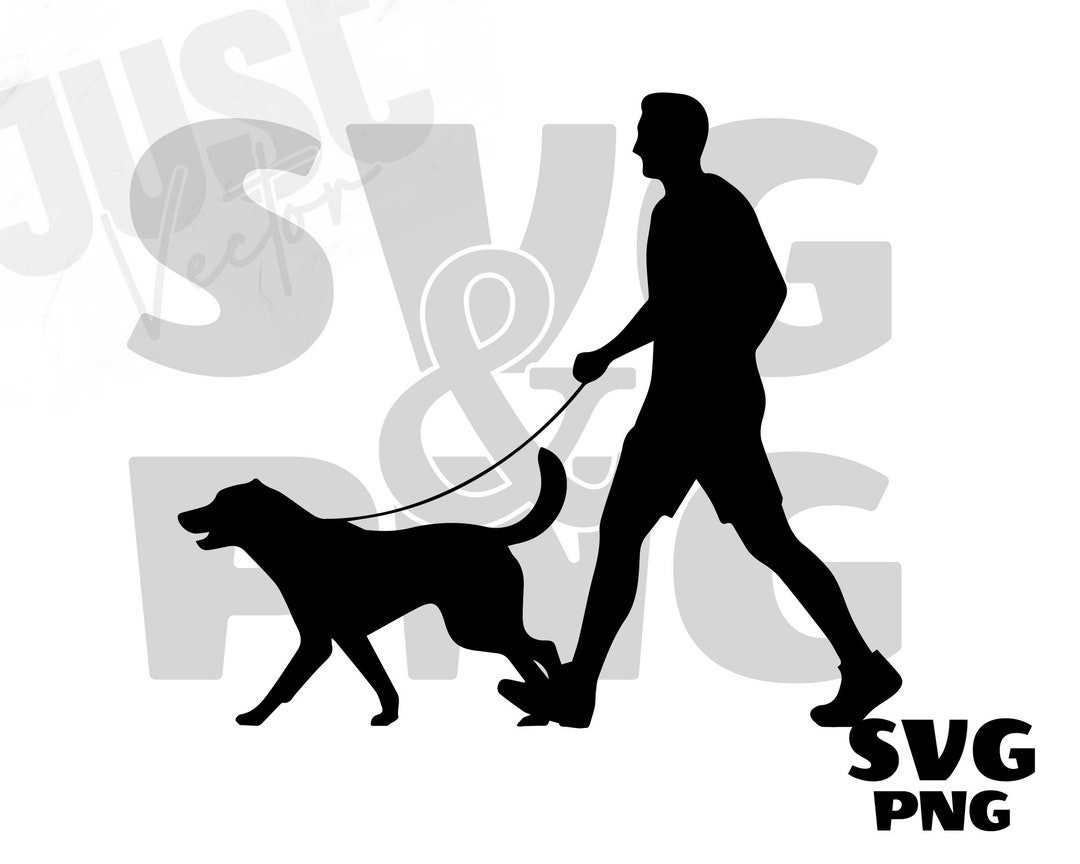 Running With Dog, Dog Running Svg, Dog Running Silhouette, Dog Walking ...