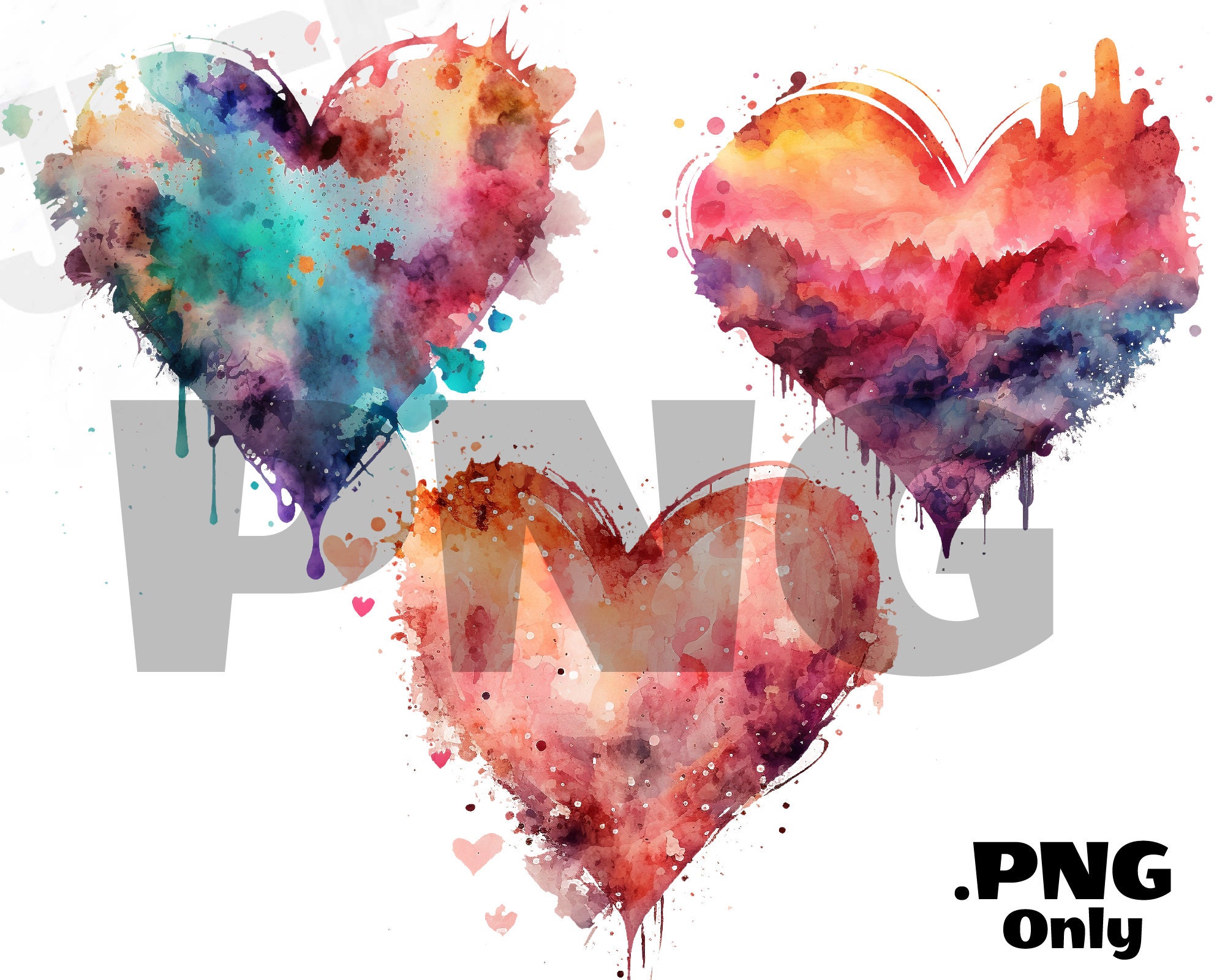 20 Watercolor Hearts Png Watercolor Clipart Watercolor - Etsy