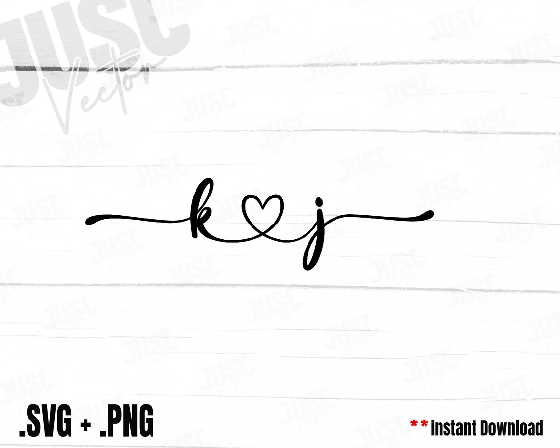 Kj jk letters with heart Monogram svg couples Initials | Etsy