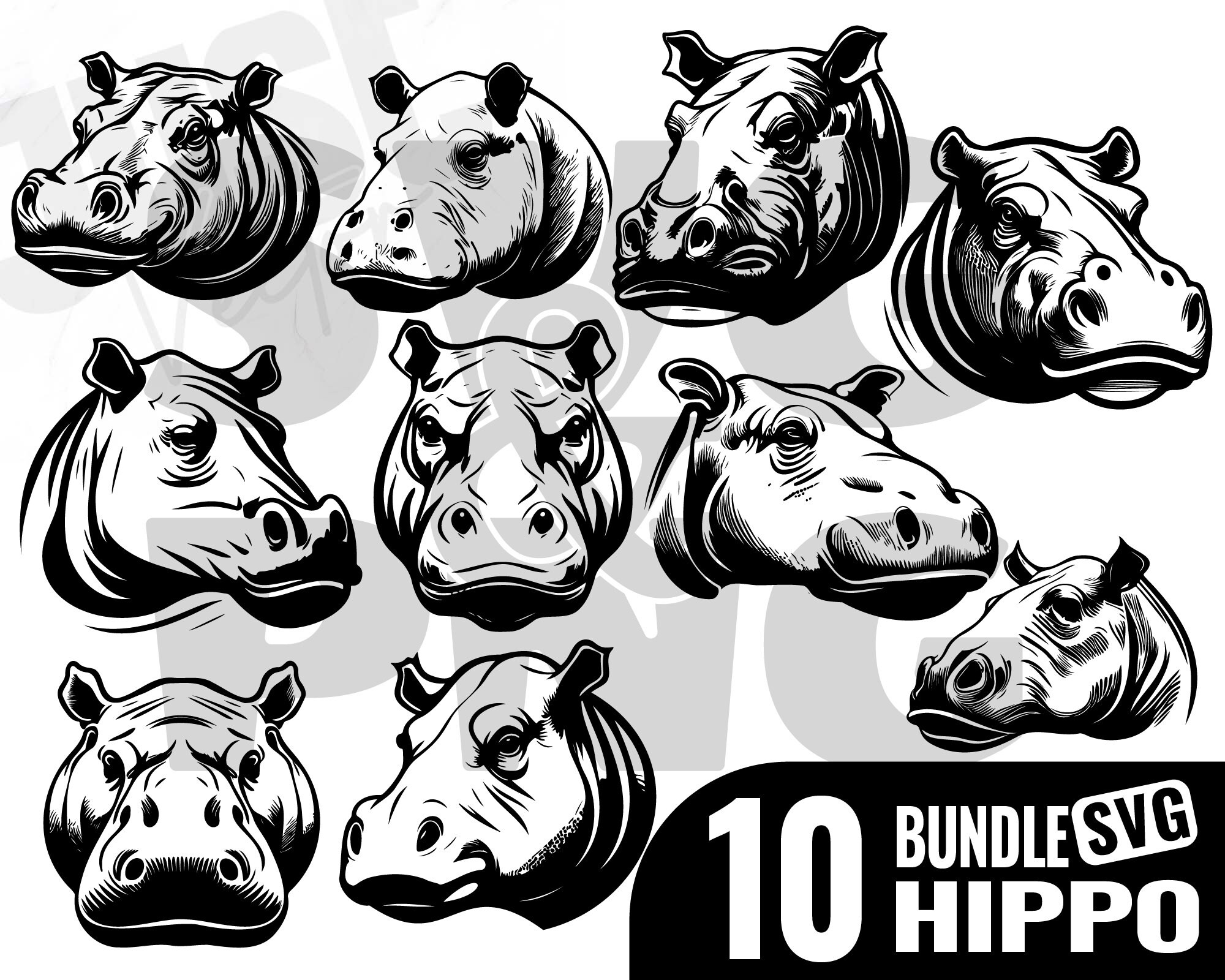 Hippo Head Silhouette