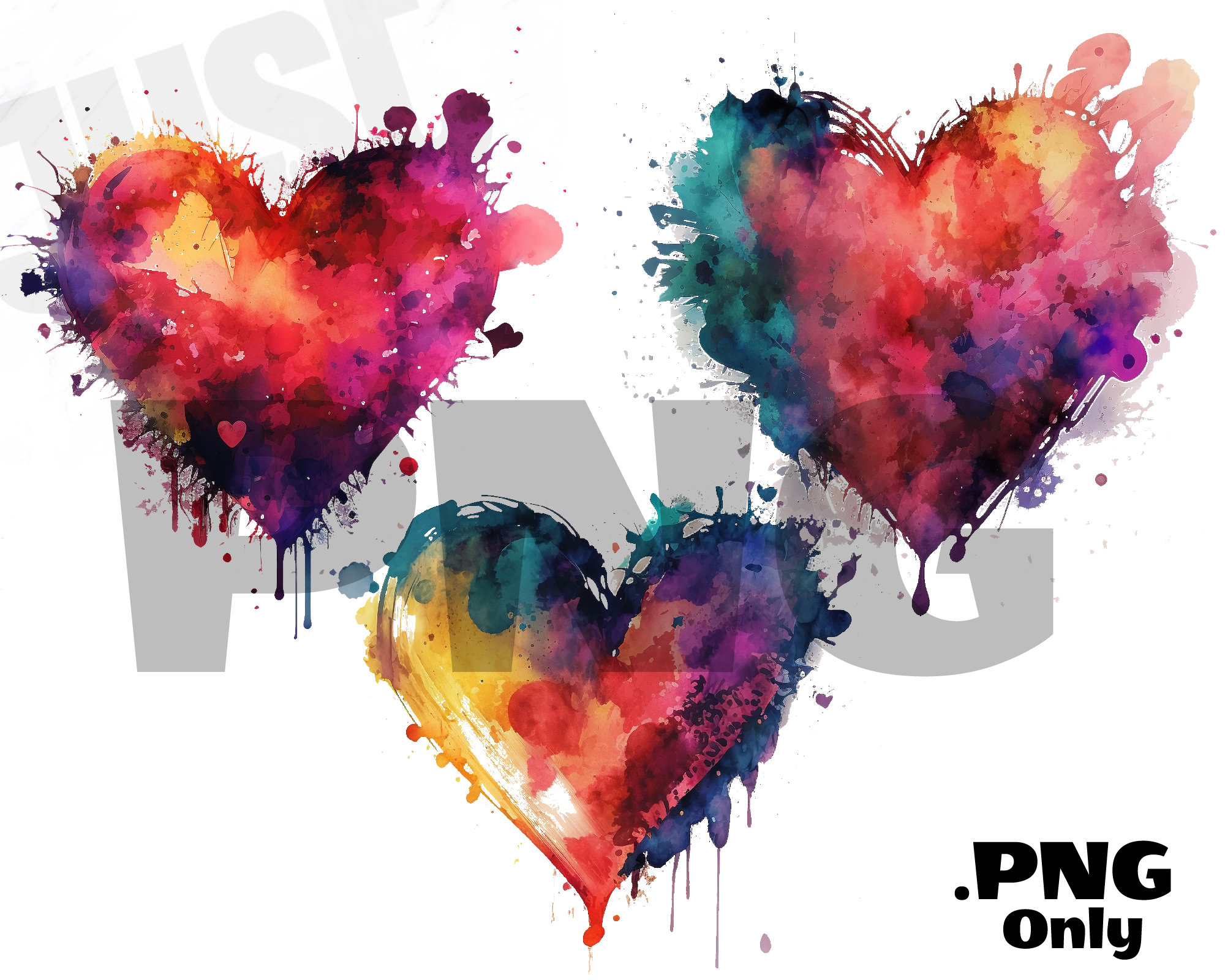 20 Watercolor Hearts Png Watercolor Clipart Watercolor - Etsy
