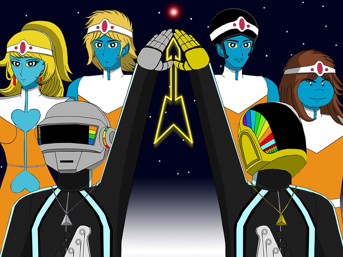 Daft Punk And Interstella 5555 Art Poster Original Fan Art Etsy