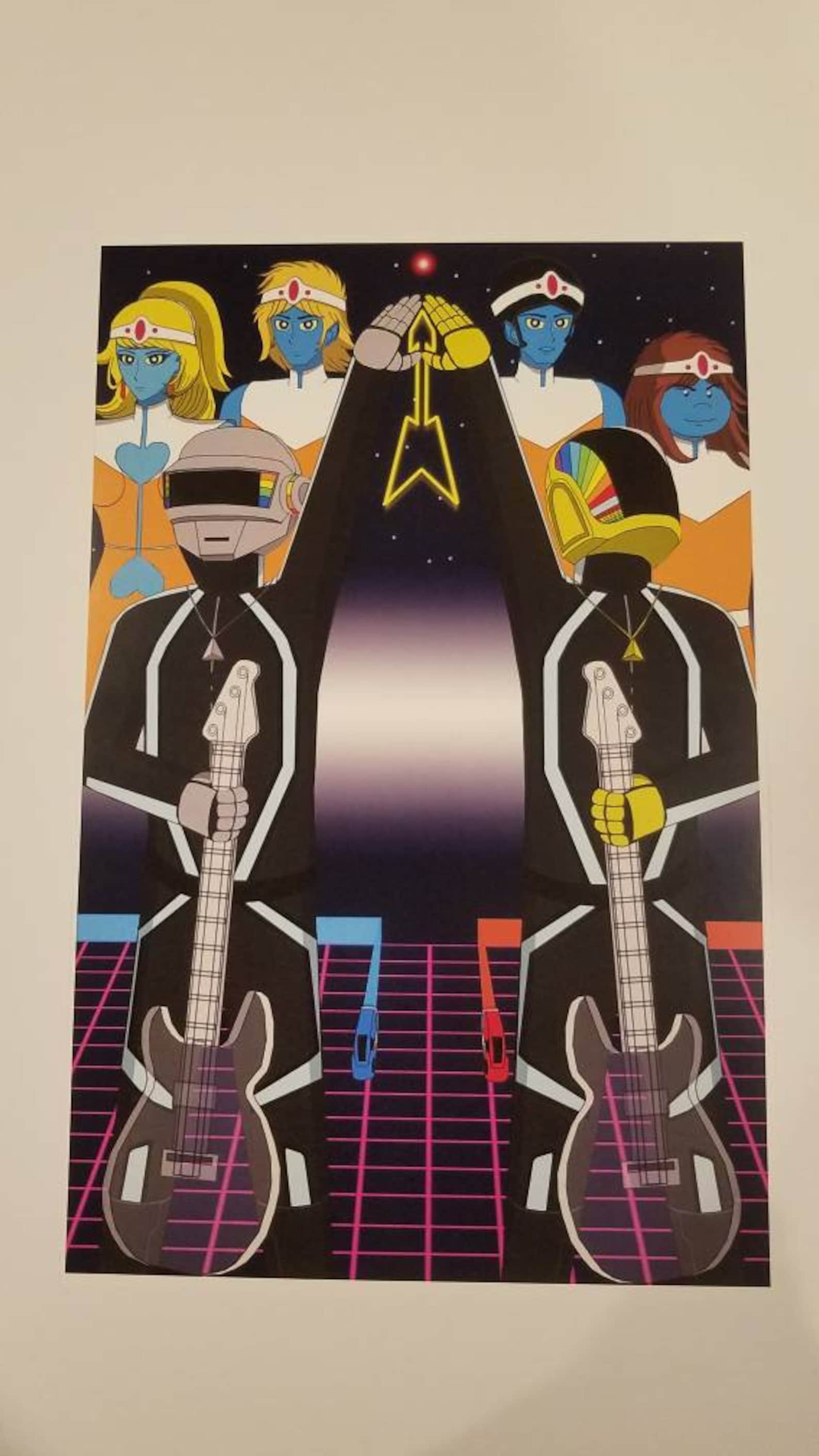 Daft Punk And Interstella 5555 Art Poster Original Fan Art Etsy