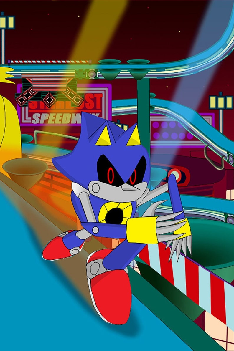 Sonic vs Metal Sonic en Stardust Speedway Race Original Fan | Etsy México