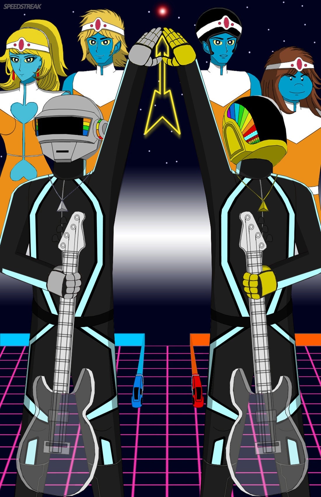 Daft Punk And Interstella 5555 Original Fan Art Etsy