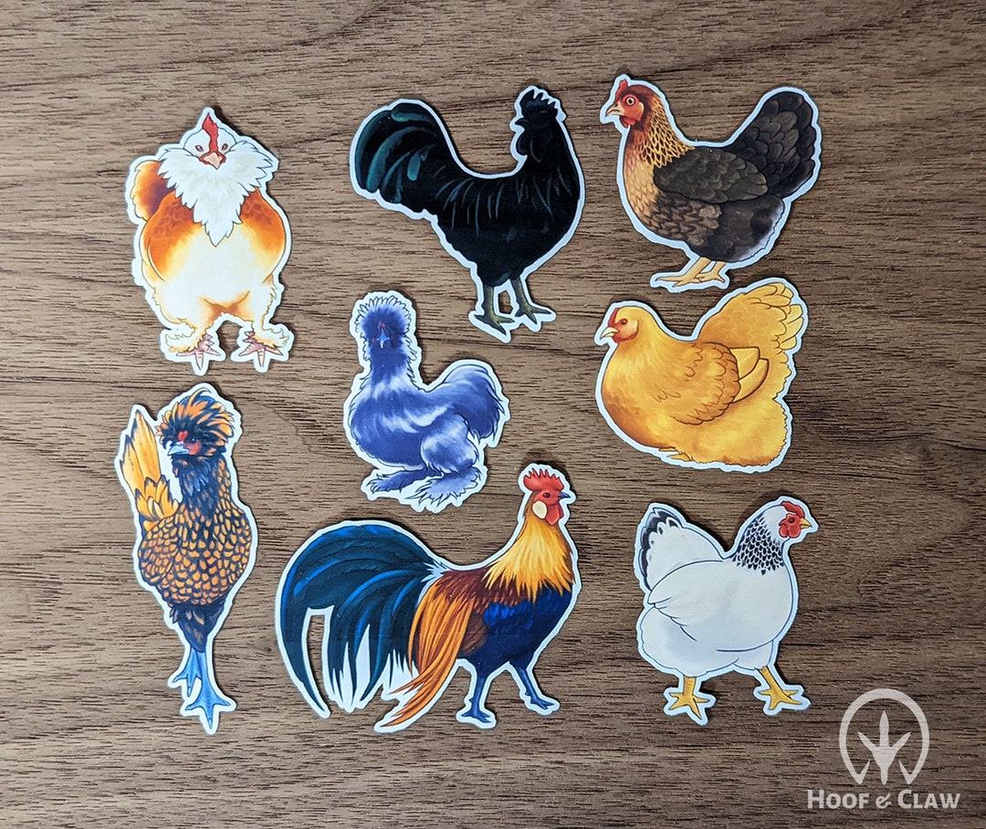 Chicken Stickers: Homestead Farm Animal Decals, Set of 8 - Etsy