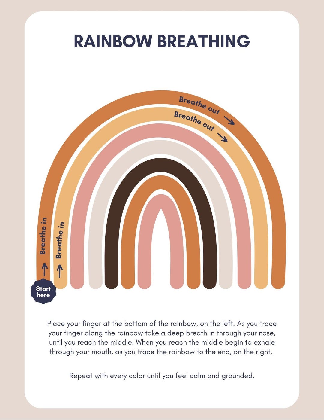 Rainbow Breathing Exercise Printable: Kids Mindfulness Tool (digital ...