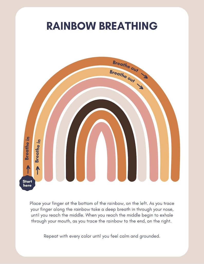 Rainbow Breathing Exercise Printable: Kids Mindfulness Tool (digital ...