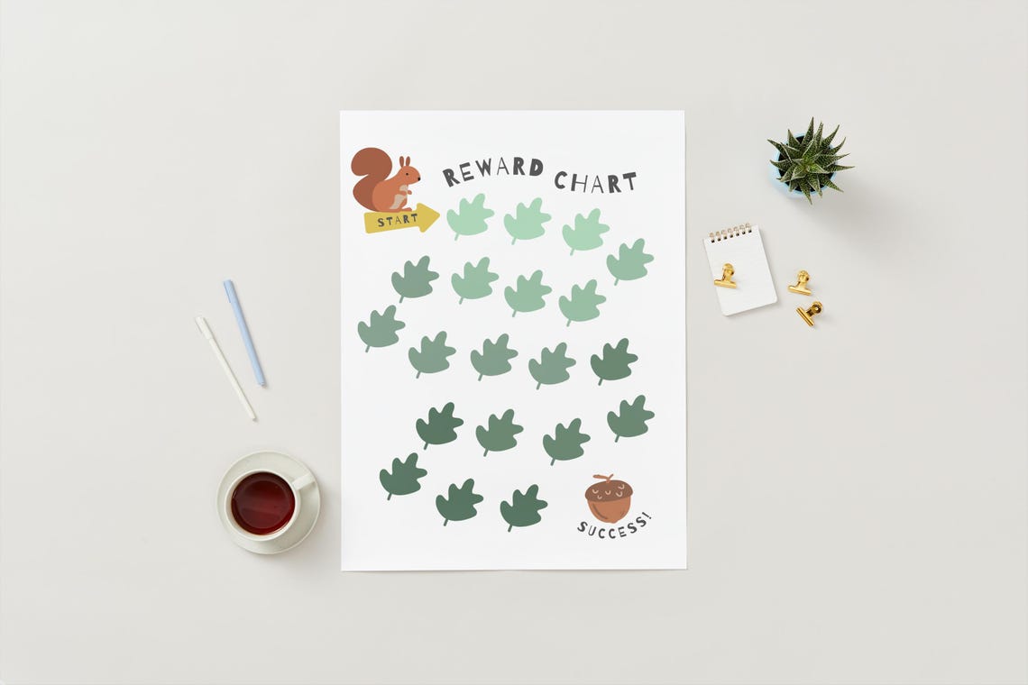 Nature-themed Kids Reward Chart | Printable Chore Chart for Kids ...