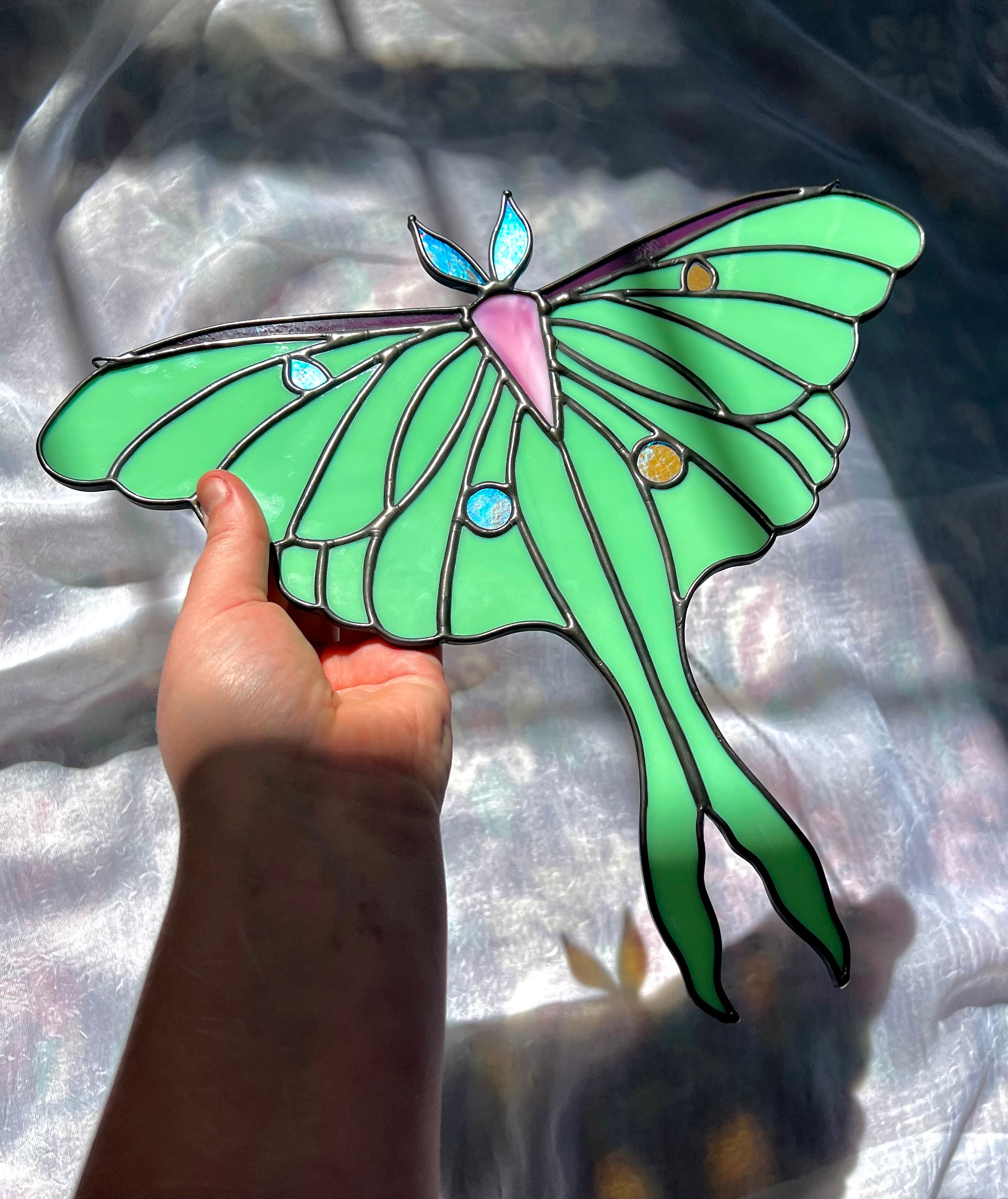 Stained Glass Luna Moth Suncatcher Luna Moth Moon Moth - Etsy