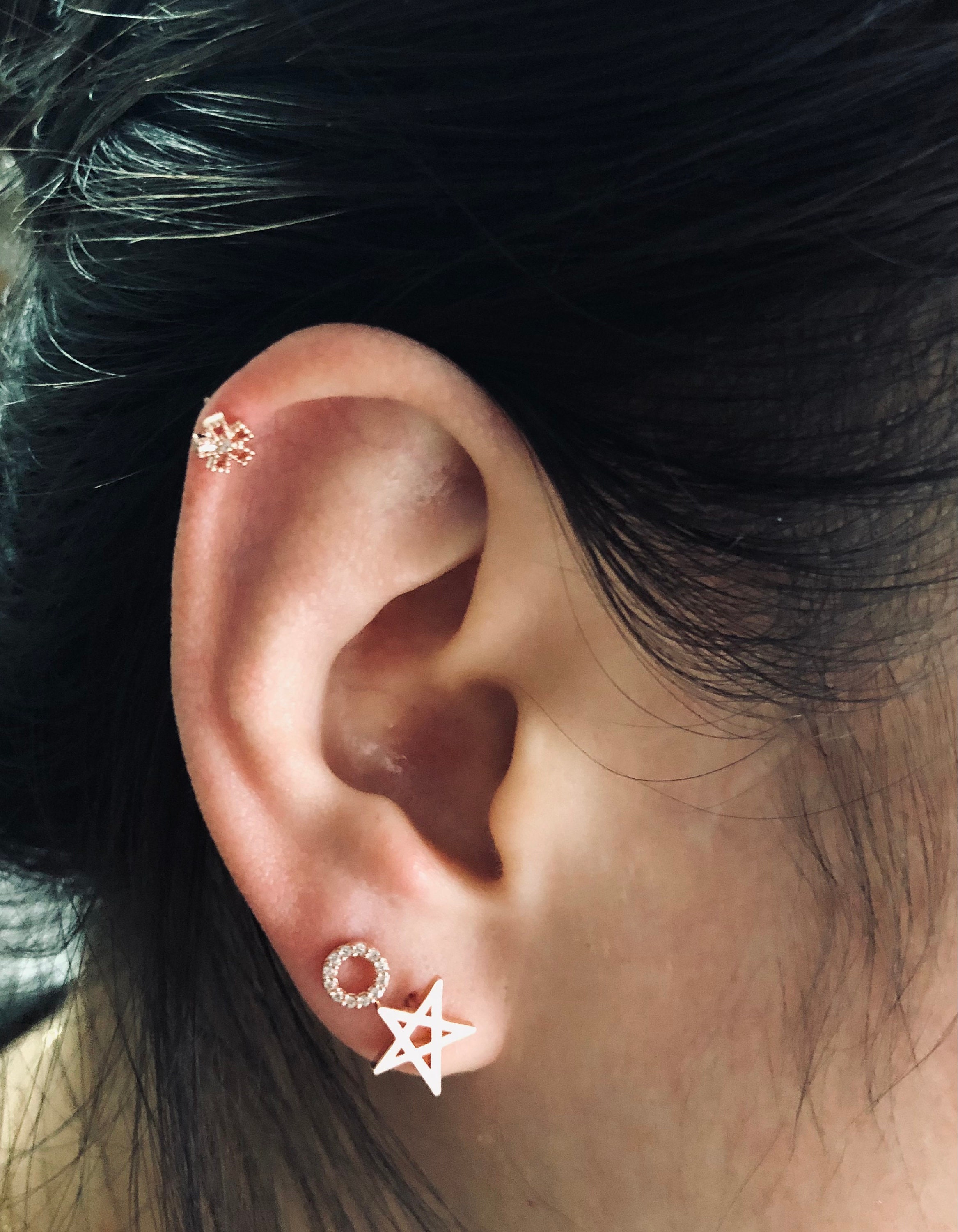 14k Rose Gold pin / pentagram stud piercing/ pentacle | Etsy