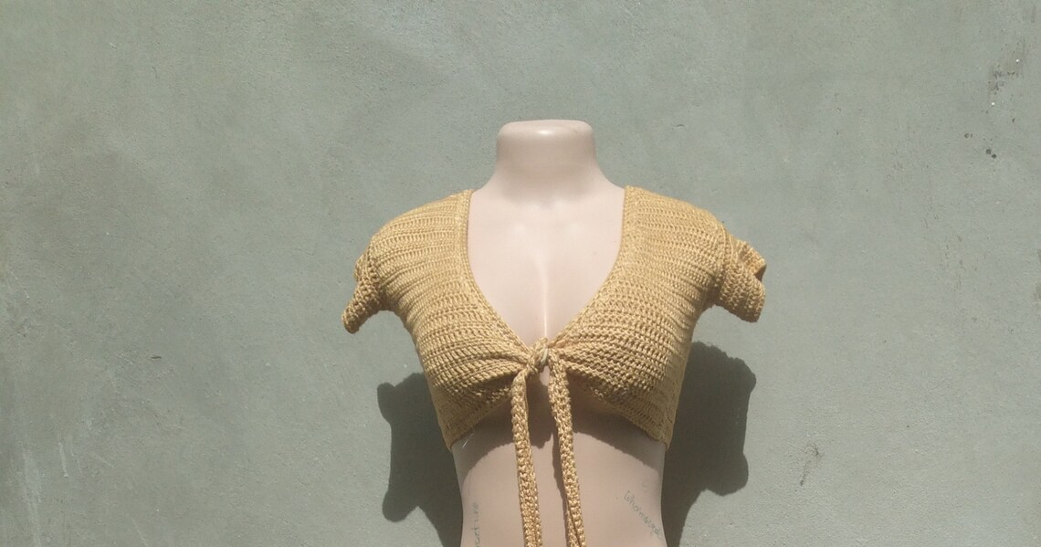 CROCHET MINI TOP Crochet Tie Front Mini Crop Top Crop Top Crochet Top ...