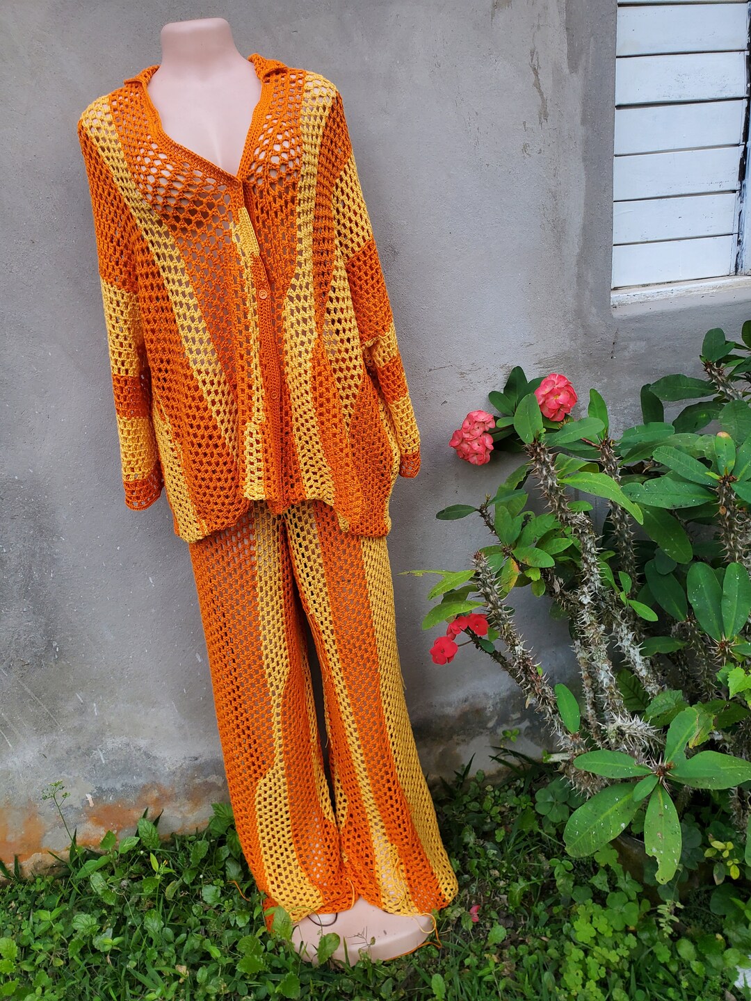 OVERSIZE CROCHET SET - Crochet Shirt- Crochet Oversize Pants Set ...