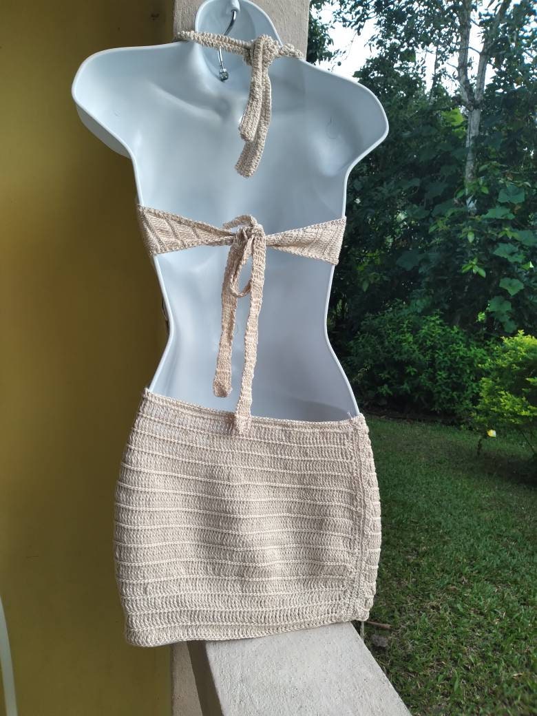CROCHET MINI DRESS Mini Dress-crochet Dress-halter Crochet Dress Sexy ...