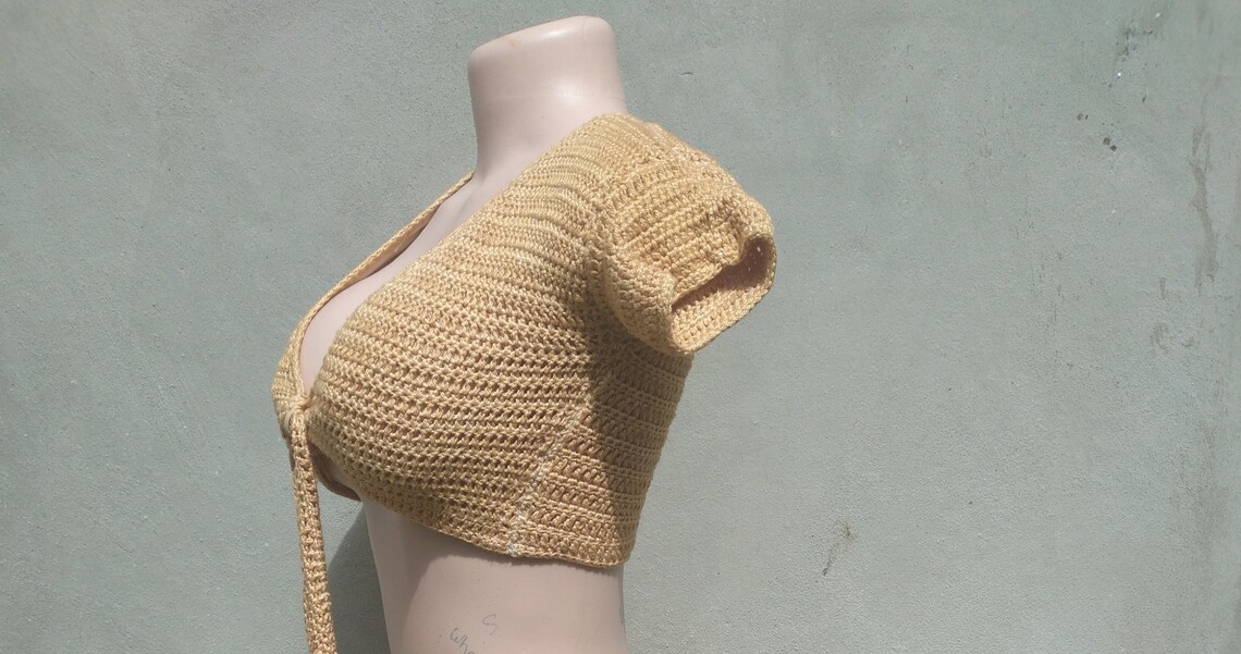 CROCHET MINI TOP Crochet Tie Front Mini Crop Top Crop Top Crochet Top ...