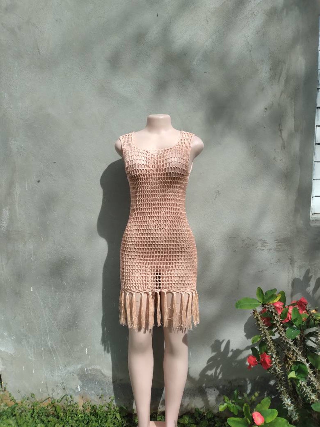 CROCHET COVERUP DRESS- Crochet Mesh Dress - Coverup Dress - Beach Dress ...