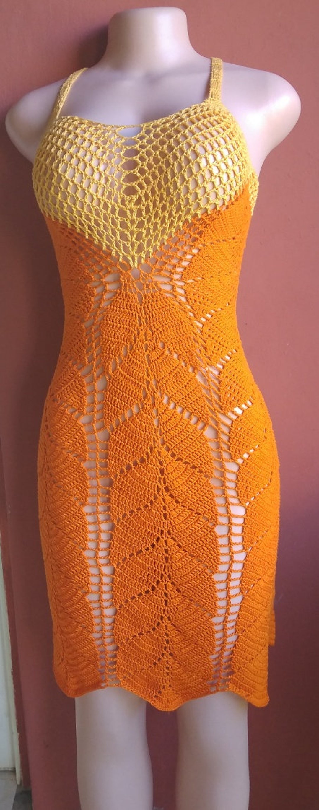 ROBE AU CROCHET - robe au crochet, robe, faite sur mesure, robe orange ...