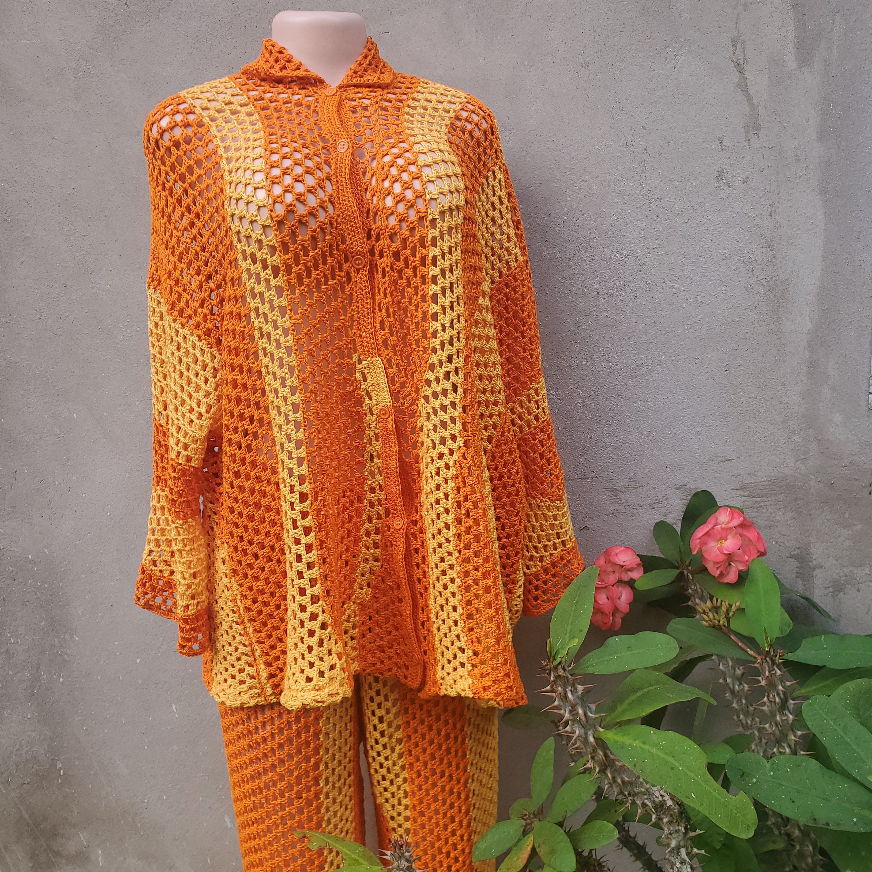 OVERSIZE CROCHET SET - Crochet Shirt- Crochet Oversize Pants Set ...