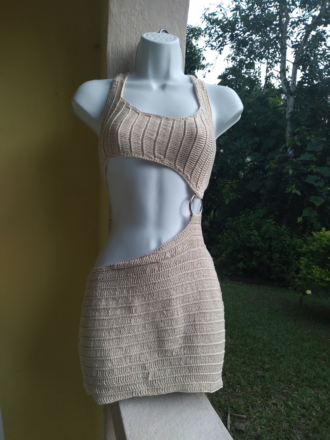Crochet Mini Dress Mini Dress Crochet Dress Halter Crochet Dress Sexy Crochet Dress Handmade