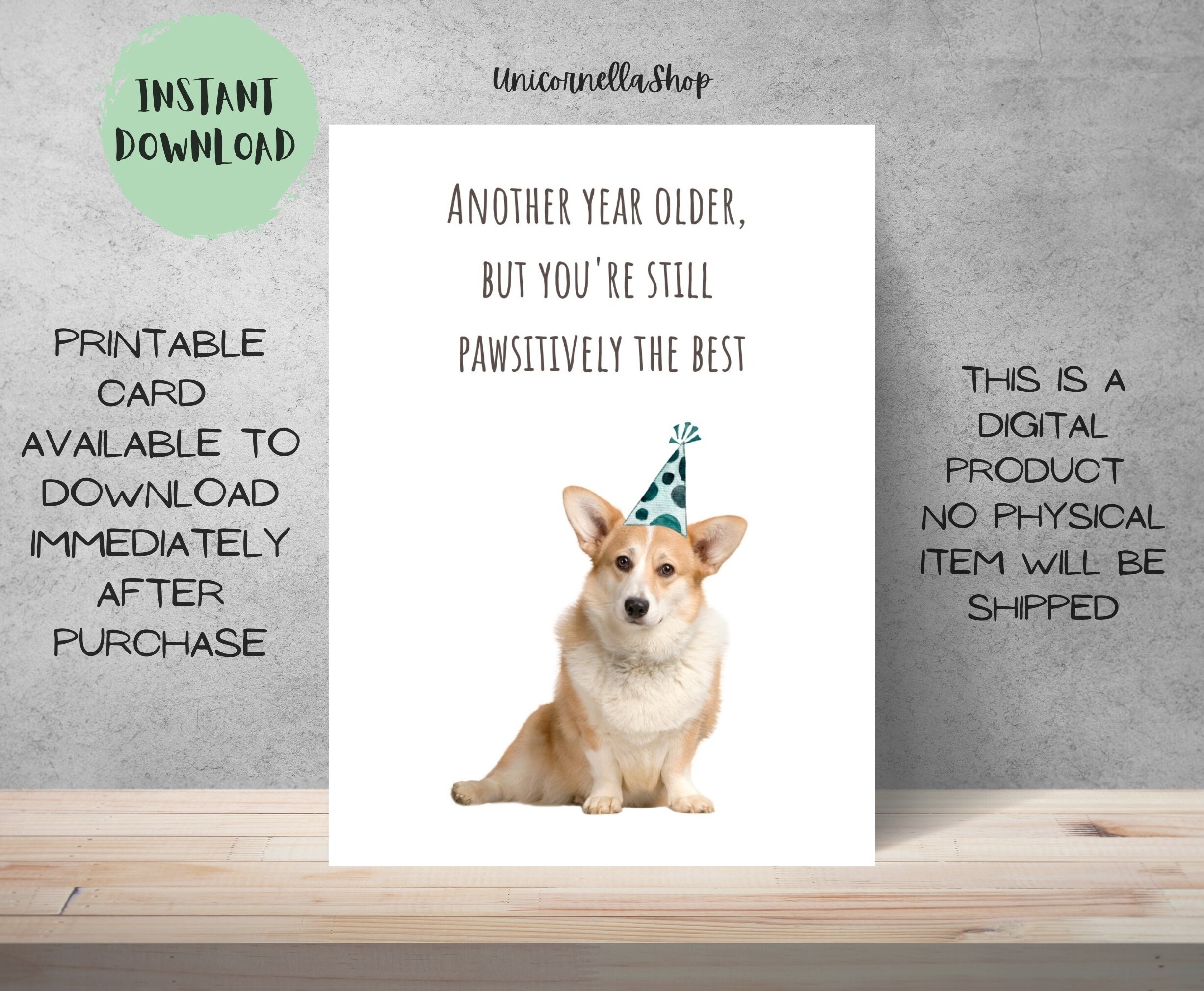 Corgi Birthday Card Printable Birthday Card Cute Corgi Card - Etsy