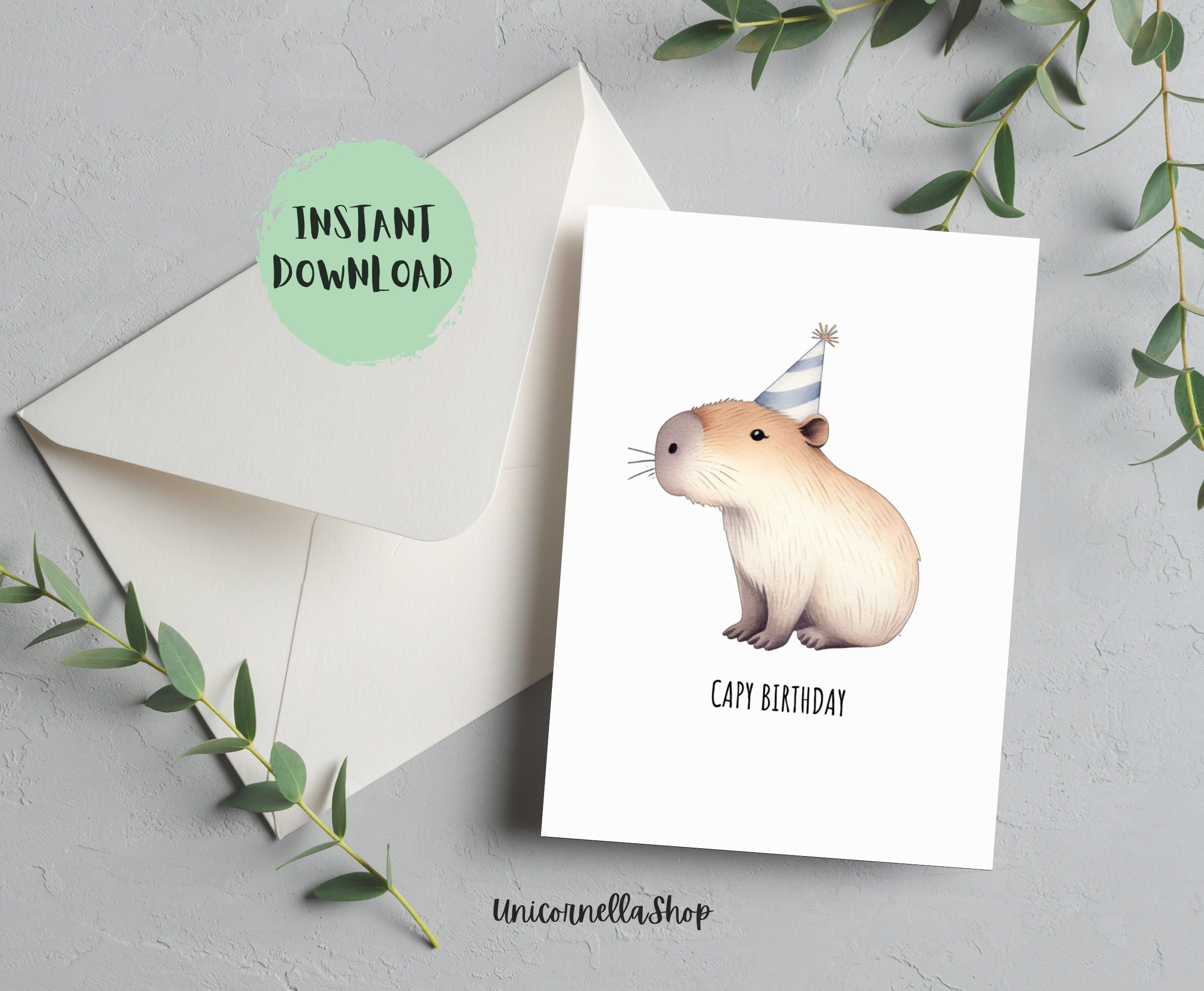 Capybara Happy Birthday Card, Capy Birthday Card, Punny Birthday Card ...