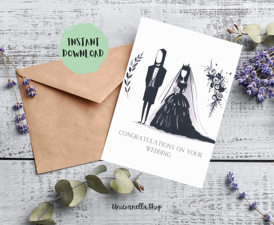 Gothic Wedding Goth Marriage Unique Wedding Card Spooky Wedding Card